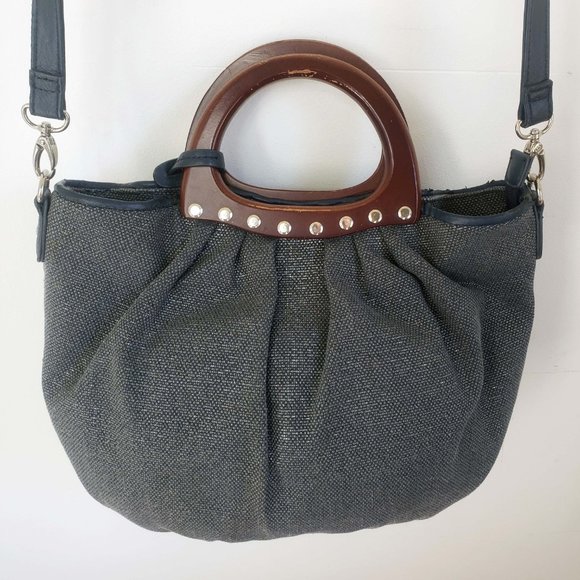 Naturalizer | Bags | Naturalizer Charcoal Gold Thread Wood Handle ...